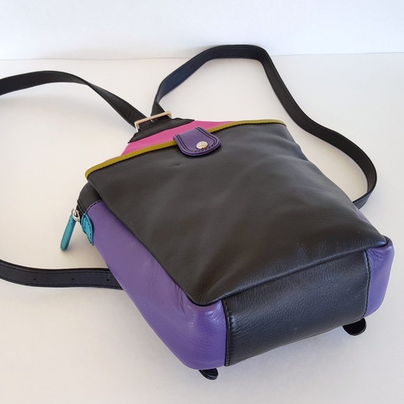 Ili New York | Bags | Ili Mini Backpack Purse Leather Colorblock Sling ...
